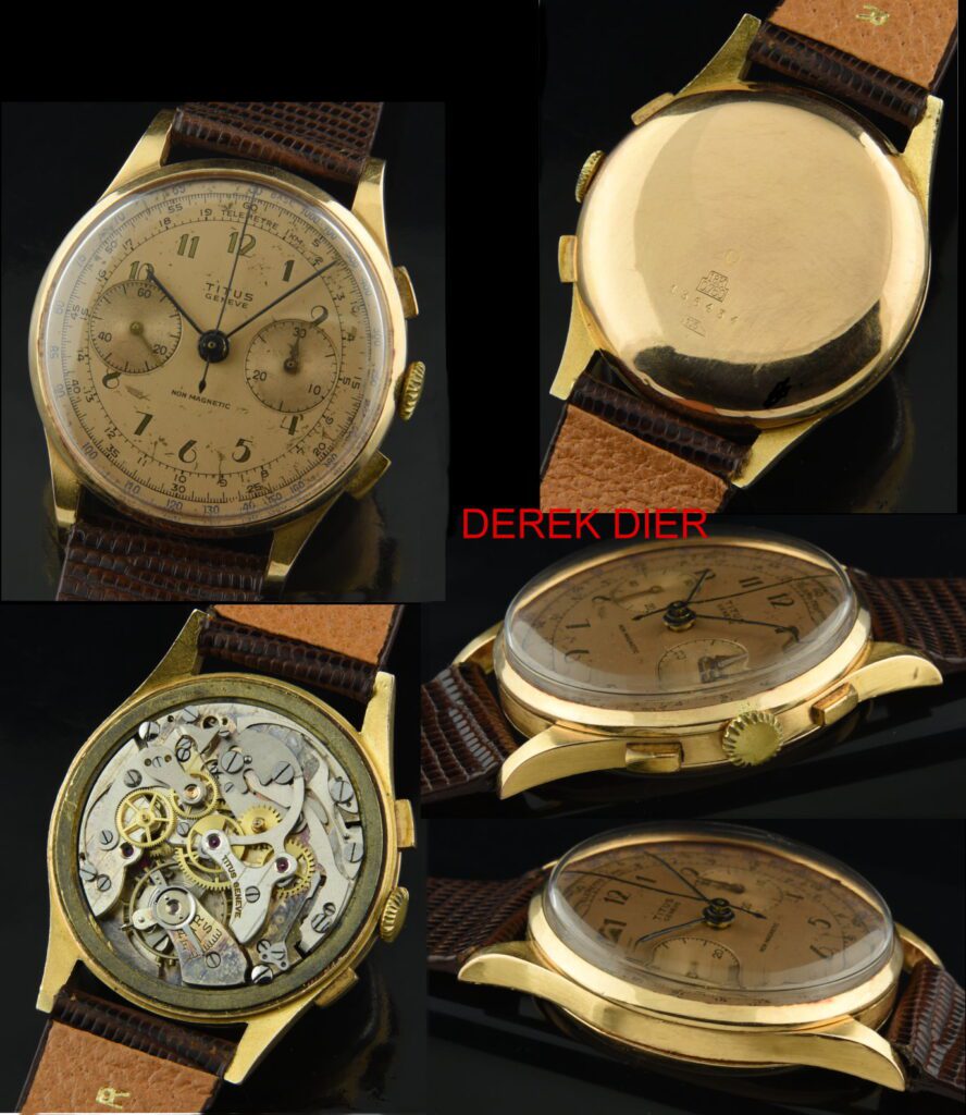 1940s Titus Chronograph Gold - Watches To Buy - Vintage For Sale